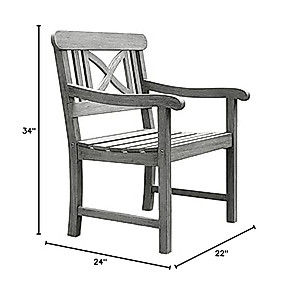 Vifah V1298 Renaissance Outdoor Hand-Scraped Hardwood Armchair