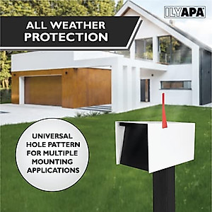 Ilyapa Modern Design Mailbox, Ready to Post Mount - White Powder Coated Steel Heavy Duty Curbside Welded Mailbox, All Weather Durable and Corrosion Resistant, Stainless Steel Hinges and Magnetic Door