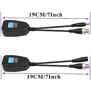 AAOTOKK Video Balun RJ45 to BNC Transceiver Transmitter HD-CVI/TVI/AHD/CVBS with DC Power Connector for 1080P 3MP 4MP 5MP 8MP CCTV Security DVR Surveillance Camera System (4Pairs)