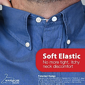 Wardrobe Hackers Collar Extenders for Mens Shirts (Soft Elastic Design 3-Pack) Neck Relief for Tight Collars for Dress Shirts - White Button Expanders