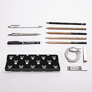 Skull Crossbones Black Triangle Pencil Pouch Large Capacity Multi Function Zipper Pencil Bag Organizer for Kids Or Adult Office Supplies Idea Gift