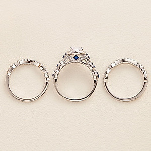 Newshe 2.5CT 925 Sterling Silver CZ Engagements Rings Wedding Bands for Women 3PCS Bridal Rings Sets Cubic Zirconia Princess Promise Rings for her Size 7