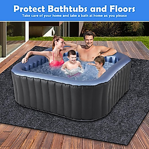 100 * 100 Inch Hot Tub Mat, Extra Large Inflatable Hot Tub Pad Outdoor Indoor, Waterproof Slip-Proof Backing, Absorbent Spa Pool Ground Base Flooring Protector Mat, Protect Hot Tub Pool from Wear