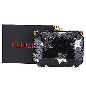 Fawziya Star Sequin Purse Thick Chain Evening Bags And Clutches For Wmen-Black