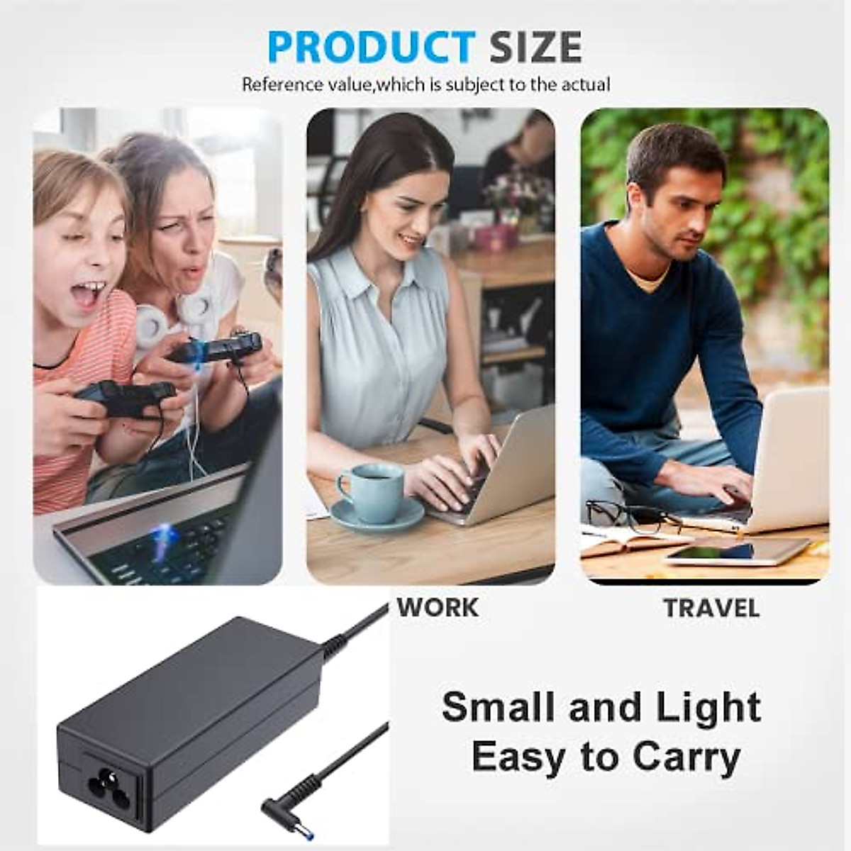 45W Laptop Charger for HP 14 15 inch Laptop 14-dq0030nr 14-dq0070nr 14-dq0060nr 15-f211wm 15-f233wm 15-f278nr 15-r052nr Series 741727-001 19.5V 2.31A Replacement AC Adapter Notebook Power Supply Cord