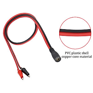 HCFeng DC Plug Power Adapter Cable, 12V DC Male/Female Jack to Alligator Clip Power Cable DC5521(5.5mmx2.1mm) Cable with Double Alligator Clips for CCTV Camera and Lighting[4pack /50cm]