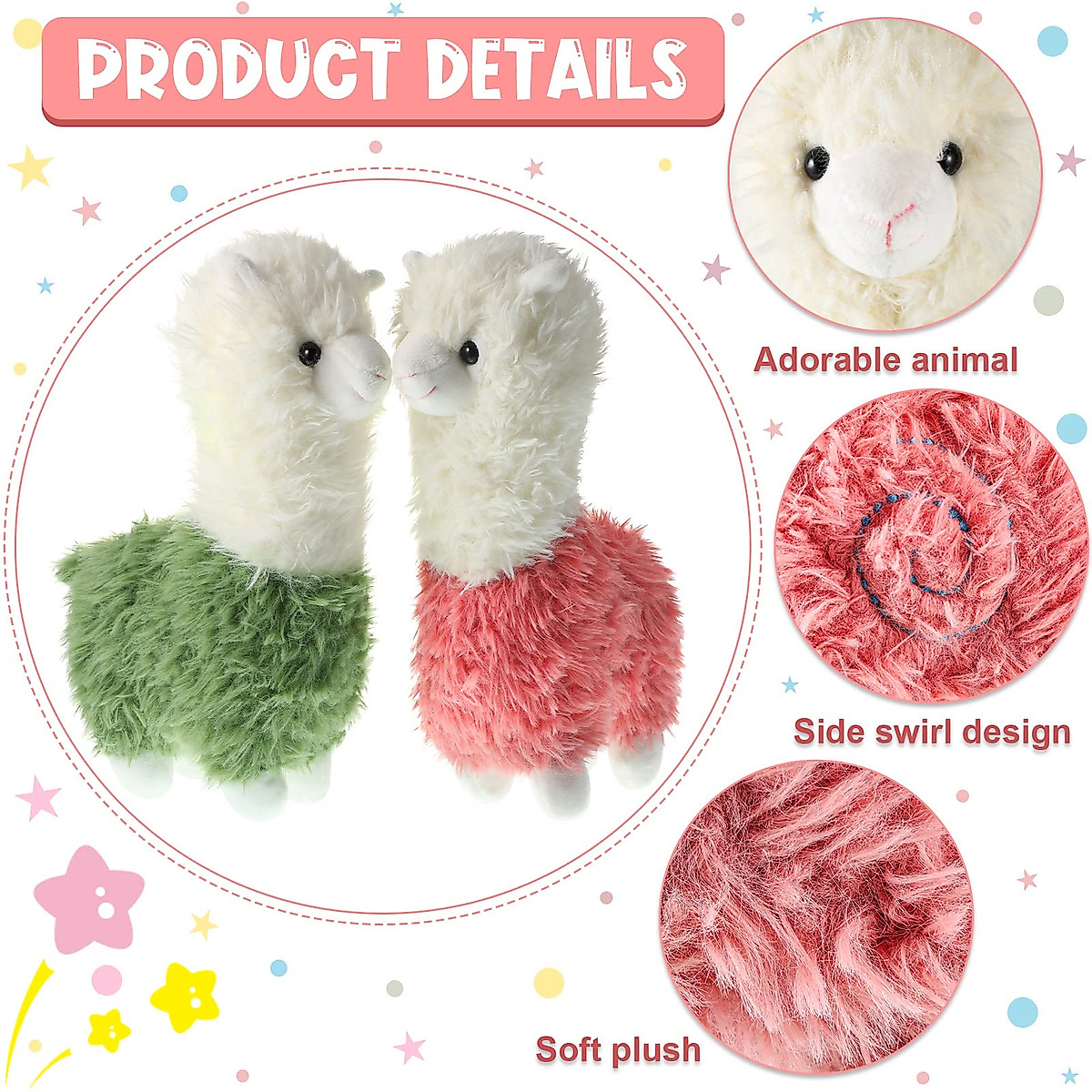 Chalyna 2 Pieces Llama Stuffed Animal 10 Inches Cute Llama Alpaca Plush Toy Gifts for Girls Boys Birthday Home Wedding Christmas Party Decorations(Green, Pink)