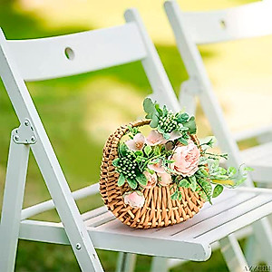 2Pcs Small Wicker Basket with Handle - Flower Girl Baskets for Weddings Rattan Basket Wedding Gift Flower Basket - Wicker Baskets Decorative Baskets for Home Decor Willow Basket Wicker Storage Basket