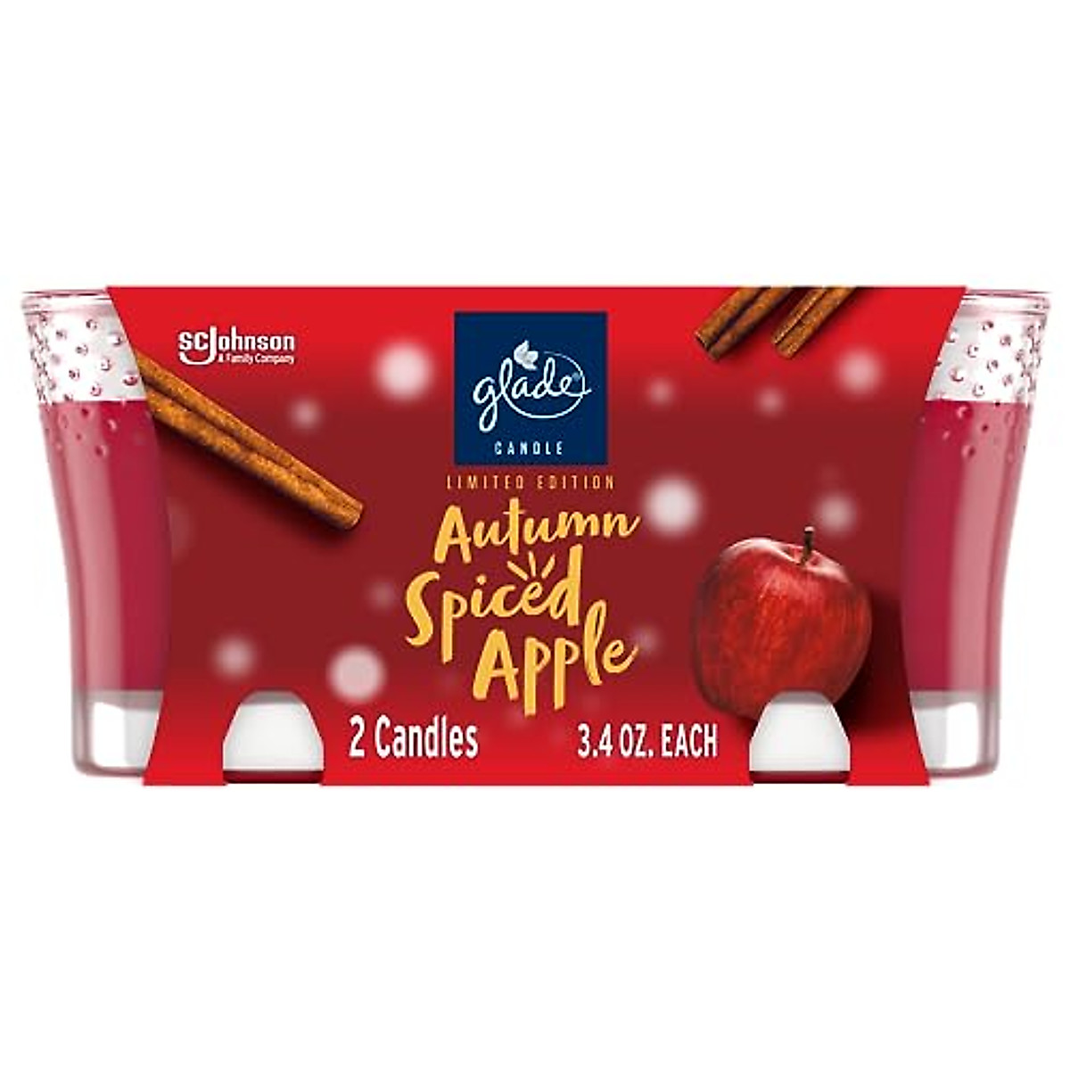 Glade Candle Jar, Air Freshener, Autumn Spiced Apple, Limited Edition Scent, 3.4 oz, 2 Count