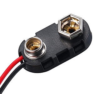 BBTO 20 Pack 9 V Battery Clip Connector Long Cable Connection Hard Shell Black Red Connector (I Type)