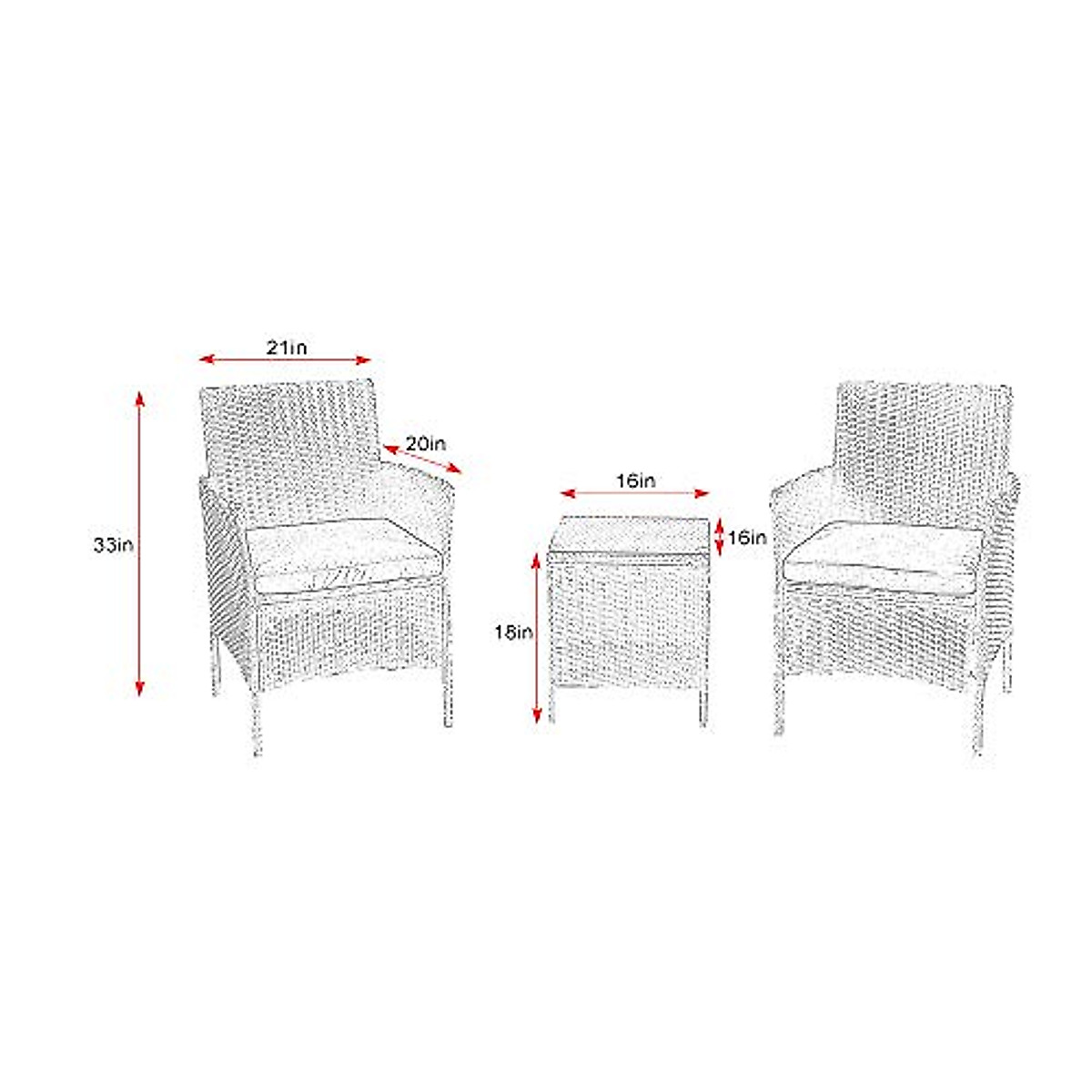 UFI Patio Furniture Set 3 Piece Rattan Wicker Chair Set, Use Outdoor Indoor Backyard Porch Garden Poolside Balcony RTA Furniture,Black …