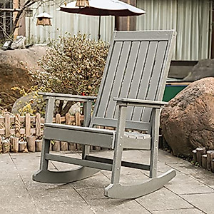 Island Umbrella NU6913 Ez-Care Tek-Wood Adirondack Rocker, Slate Grey