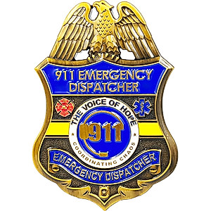 GL8-001 911 Emergency Dispatcher Fire Police EMT Thin Gold line Challenge Coin
