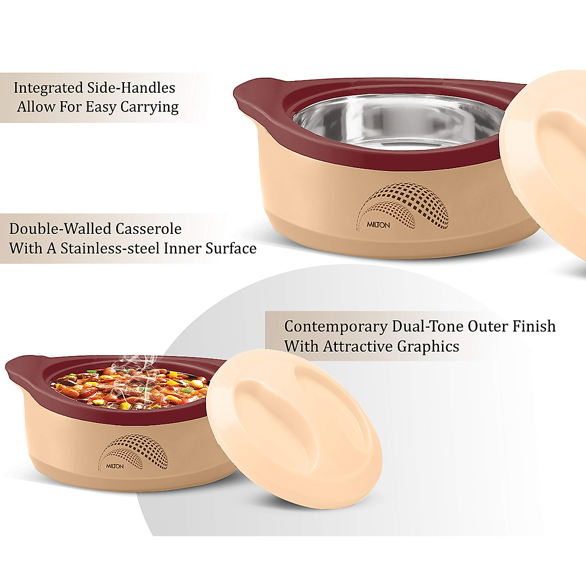 Milton New Marvel 3500 Inner Steel Casserole, 3400 ml, Brown