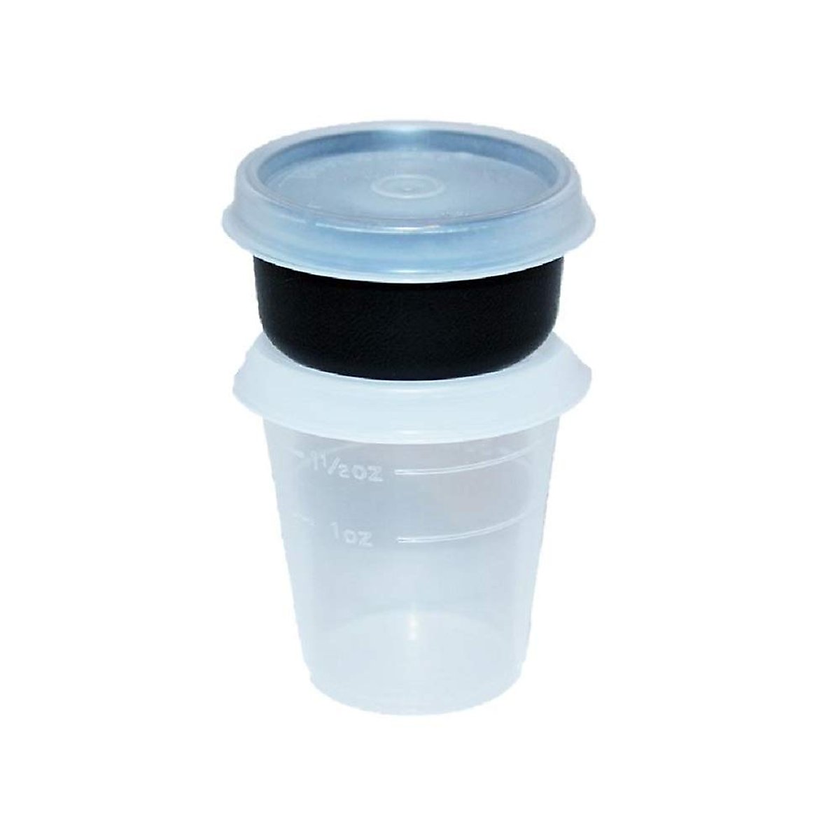 Tupperware Set of 2 Mini Containers 1 Ounce Smidget and 2 Ounce Midget Clear and Black