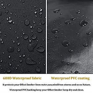 STARTWO Offset Smoker Cover,Waterproof Longhorn Grill Cover,Windproof BBQ Cover,UV Protecting Longhorn Smoker Cover for Oklahoma Joe's and Rivergrille Rustler Vertical,43LX29WX67H inches