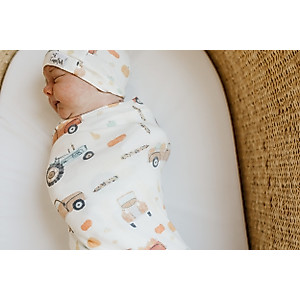 Large Premium Knit Baby Swaddle Receiving Blanket"Hayride" by Copper Pearl