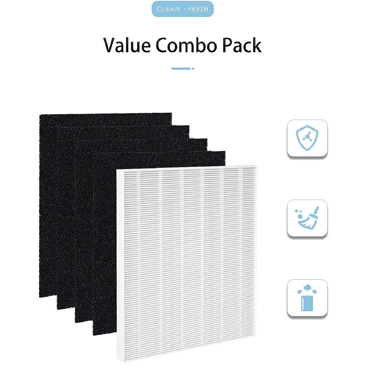 5 HEPA + 4 Carbon Prefilter Compatible with Winix C535, 5300-2, P300, 5300, Repalce 115115