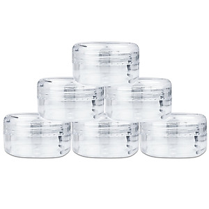(Quantity: 6 Pieces) Beauticom 15G/15ML (0.5oz) Round Clear Jars with Screw Cap Lid for Acrylic Powder, Rhinestones, Charms and Other Nail Accessories