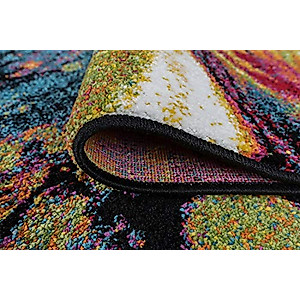 Soleil Contemporary Abstract Multi-Color Rectangle Area Rug, 5' x 7'