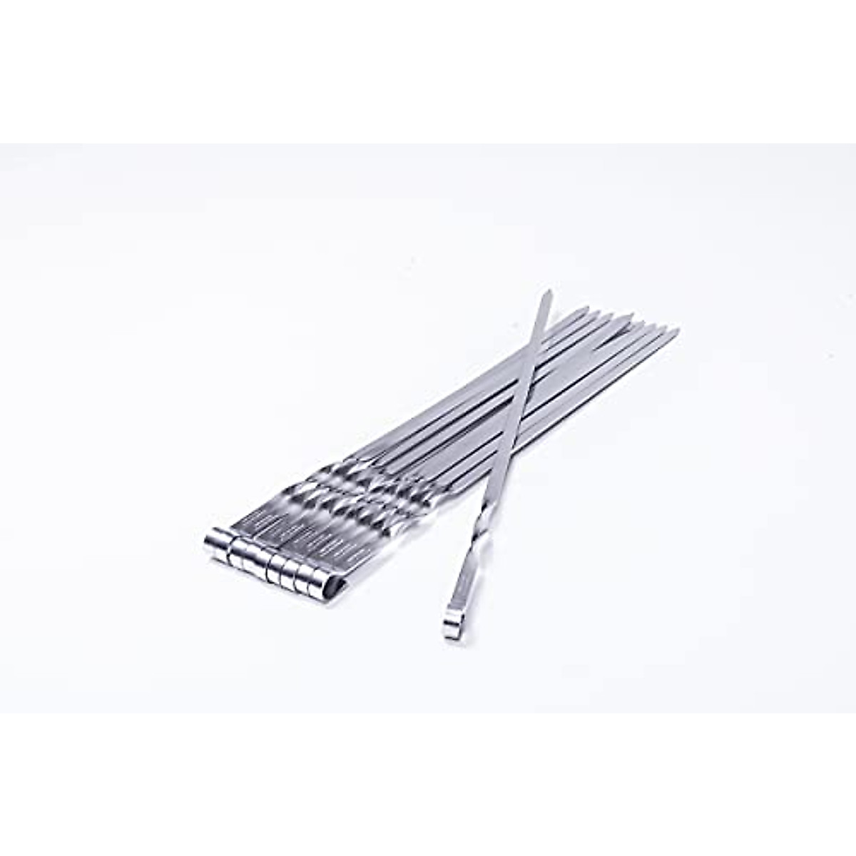 Set of 10 Stainless Steel Skewers for Shashlik Shampur Kebab BBQ Meat Mangal