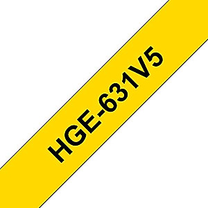 Brother HG631V5 - Laminated tape - black on yellow - Roll (1.2 cm x 8 m) - 5 roll(s)