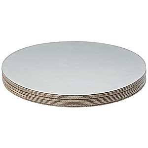 Fox Run 12-Piece Cardboard Scalloped Cake Circle Base, 10 x 10 x 0.25 inches, Silver