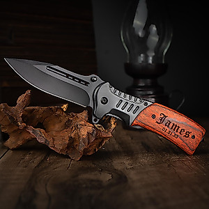 Fodiyaer Custom Pocket Knife for Men Engraved Knives - Personalized Knifes for Dad, Groomsmen, Boyfriend, Husband, Son
