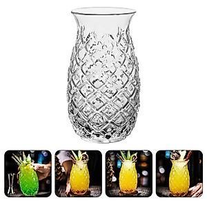 Angoily Tiki Pineapple Glasses Cocktail Glasses Whiskey Glass Tumbler Mug Cup for Barware Kitchen Drinking Water Beer 480ml