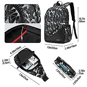 bunie School Backpack for Boys Large Bookbag Boys Backpacks Elementary Middle High School Bags Kids Cool Back Pack Children 7 8 9 10 11 12 13 14 15 16 Years Old (Black)