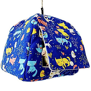 Bird Tent Plush Hammock Parrot Warm Hanging Nest for Cage，Bird Hideaway Hut Swing House Bed，Small Animals Habitat Winter Snuggle Sleeping Cave for Hamster Rat Parakeets Conure Cockatiel Lovebird