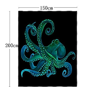 Blue Octopus Printing Super Soft Throw Blanket for Bed Sofa Lightweight Blanket 58 x 80 Inch