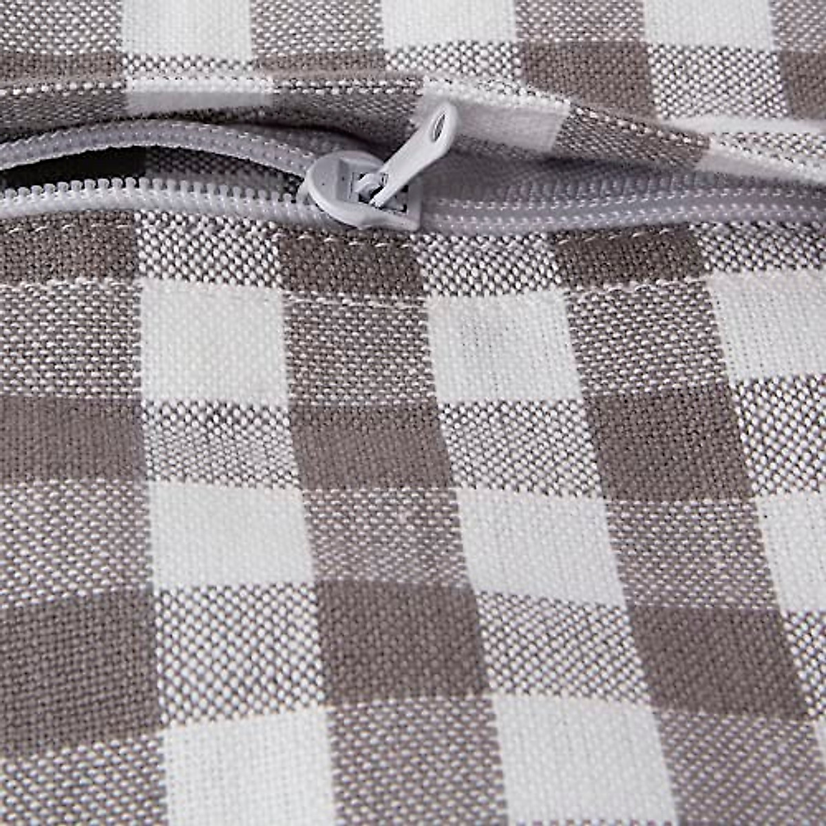 DII Decorative Square Throw Pillow Cover Collection Cotton, Machine Washable, Hidden Zipper, 18x18, Gray Gingham, 4 Piece