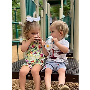 numnum Weighted Straw Cup for Infant & Toddler 6-12 months - Expert Endorsed - 7oz Training Baby Cups w/Removable Handles - Easy to Use Self Feeding & Drinking Skills - Food-Grade Silicone (Blue)