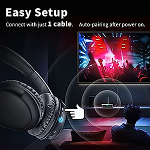 makemate Wireless Headphones for TV Watching with Optical Bluetooth Transmitter, BKM200 Digital TV Headsets, Easy Plug & Charge, up to 165ft Wireless Range, Crystal Stereo for Most TVs - Black