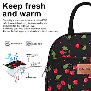 BALORAY Lunch Bag for Women Men Insulated Lunch Box for Adult Reusable Lunch Tote Bag for Work, Picnic or Travel (Cherry, M)