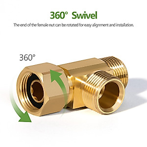 Litorange Lead-Free 2 PCS Brass Angle Stop Add-A-Tee Valve 3/8" Compression Inlet by 3/8" Compression Outlet by 3/8 Inch Easy Connect Tee