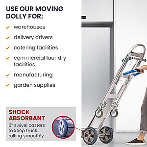 HaulPro Fully Assembled Senior Convertible Hand Truck - Heavy Duty Loads 1,000 lbs. Aluminum Moving Dolly Converts from Hand Truck to Platform Push Cart in Seconds - Utility Cart with Anti Slip Handle