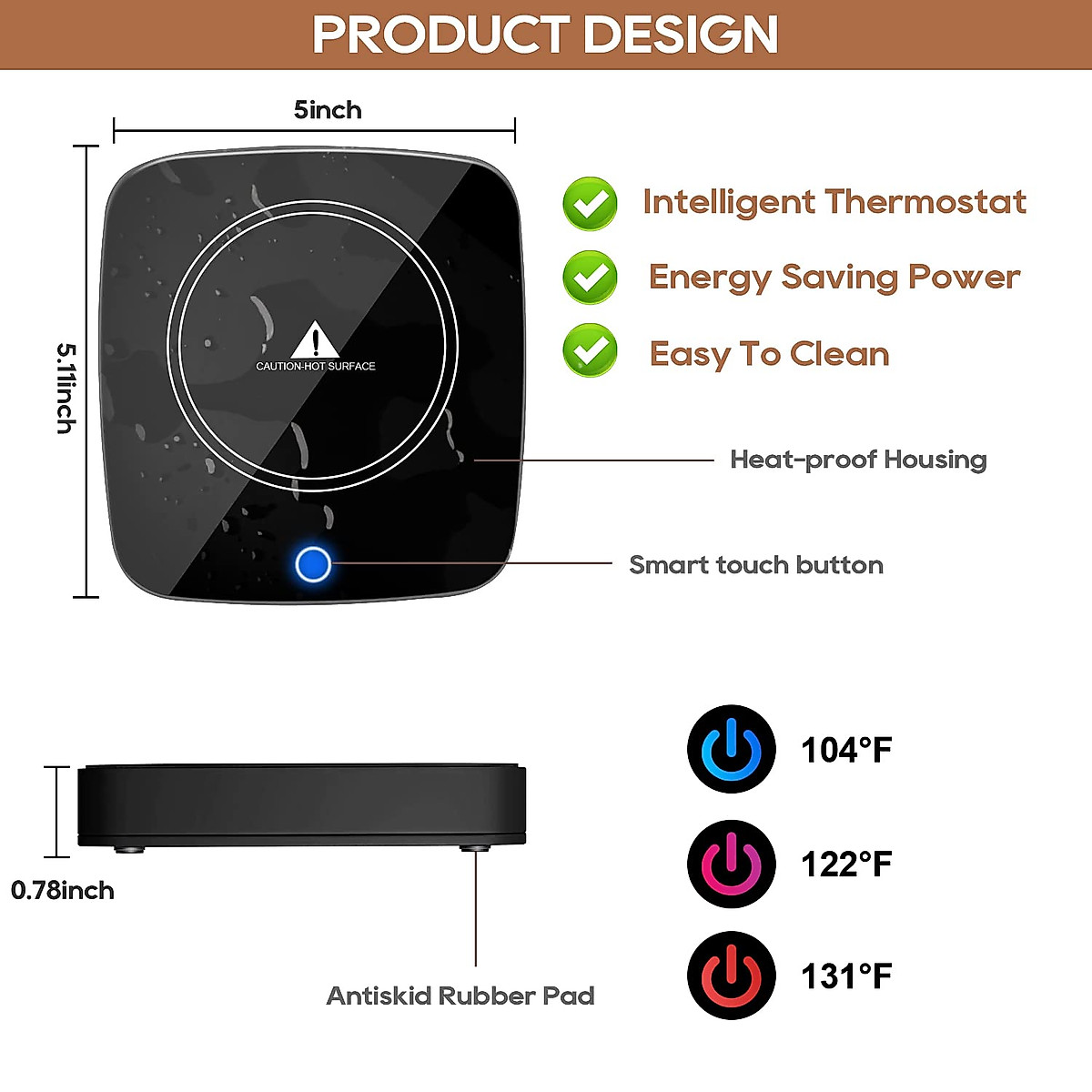 Coffee Mug Cup Warmer for Desk Auto Shut Off Use, Cup Warmer for Coffee Tea Milk Drink, Mug Warmer for Desk Office Home, Birthday from Daughter Son Wife