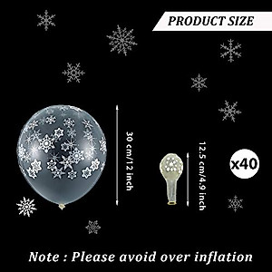 40 Pieces Clear Snowflake Balloons Winter Transparent Snowflake Latex Balloons for Christmas Birthday Wedding Party Decorations