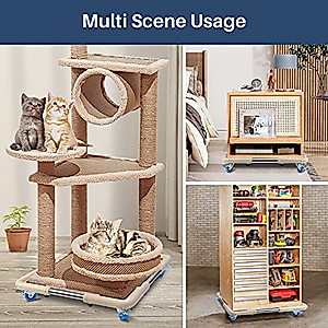 SPACECARE Mini Fridge Stand Furniture Dolly Mobile Roller with 4 Locking Wheels-Base Adjustable Refrigerator Washing Machine Stand Moving Cart- Appliance Dolly Cart Roller Pedestal -Off White