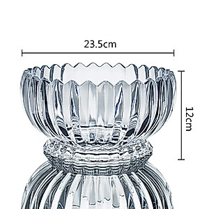Modern-Depo Crystal Serving Bowl Glass Centerpieces for Parties Home Office Wedding Food Salad Fruit Snack Dessert Mixing Collection, 9 x 9 x 4.7 Inches
