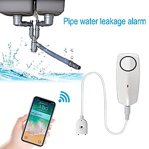 Water Alarm Sensor with 80dB Loud Sound WiFi Leak Detector, Overflow Leak Alarm, Remote Monitoring leaker for Water Heater Basement Sewage Pump, TUYA/Smart Life APP Notification