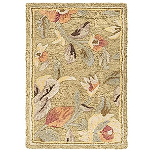 SAFAVIEH Blossom Collection 2' x 3' Green/Multi BLM785A Handmade Floral Premium Wool Accent Rug