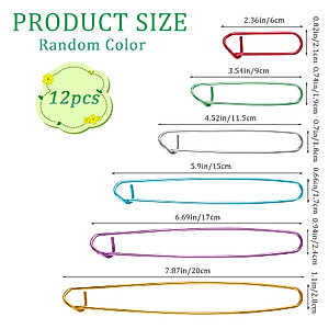 12 PCS Knitting Stitch Holder Set 6 Size Colorful Aluminum Yarn Stitch Holder Set Needles Practical Knitting Crochet Tools Knitting Supplies for Manual DIY Blankets Knitting Project