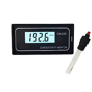 VGongTech Conductivity Monitor with Plastic Electrode Pin&Plug CM-230 Conductivity Tester Meter Electronic Micro Filter 0-2000uS