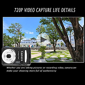 Mini Video Camera, 2.4 inch LCD Screen, Digital Camera with Superior Sensor, Portable 1600 W Full HD Compact Camera, 4X Digital Zoom, Fill Light(Black)
