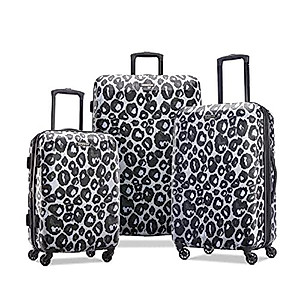American Tourister Moonlight Hardside Expandable Luggage with Spinner Wheels, Leopard Black, 3-Piece Set (21/24/28)