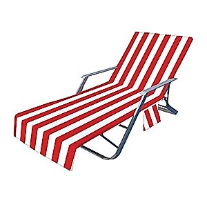 Ochine Beach Chair Cover Pool Lounge Chaise Towel Cover Sun Lounger Cover with Side Storage Pockets for Sun Lounger Pool Sunbathing Garden Beach Hotel (78.7x29.5 Inch)