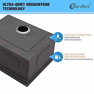 Yurshen 23 Laundry Sink Stainless Steel 23x19x13 Inch Undermount Stainless Steel Utility Sink Workstation Deep Single Bowl 16 Gauge Under Counter Kitchen Laundry Room Utility Sink Basin, YSUWL101-23